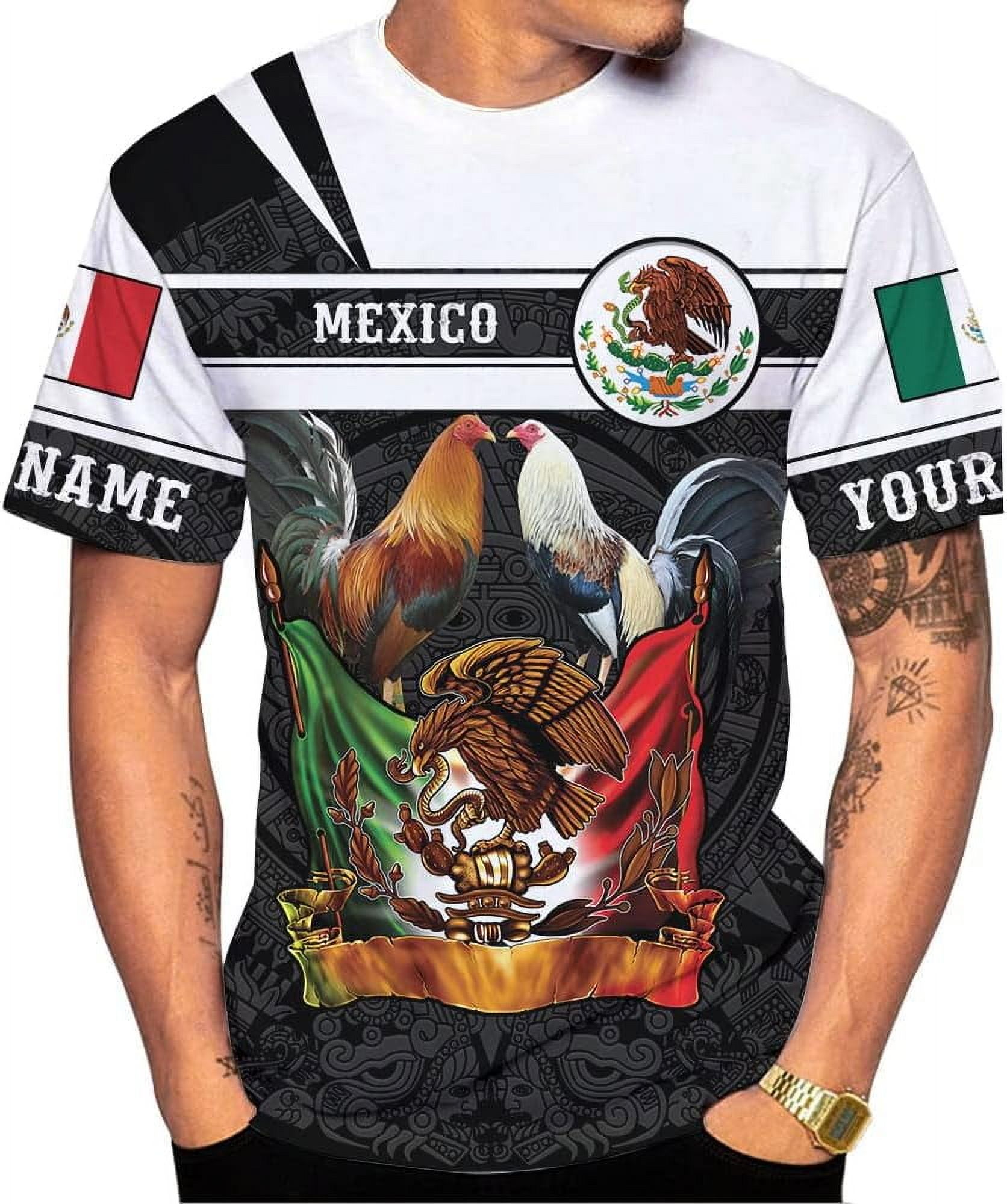 Personalized Name Mexican Shirts for Men 3D, Rooster Mexico Shirts for ...