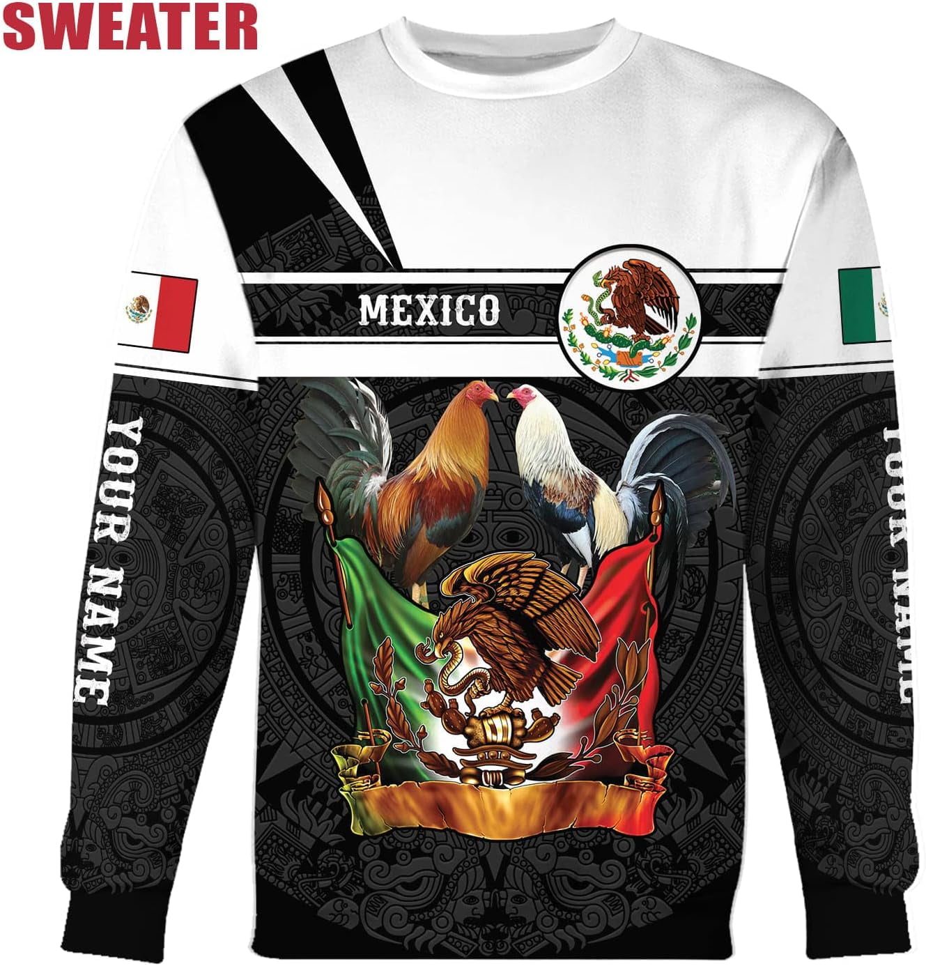 Personalized Name Mexican Shirts for Men 3D, Rooster Mexico Shirts for ...