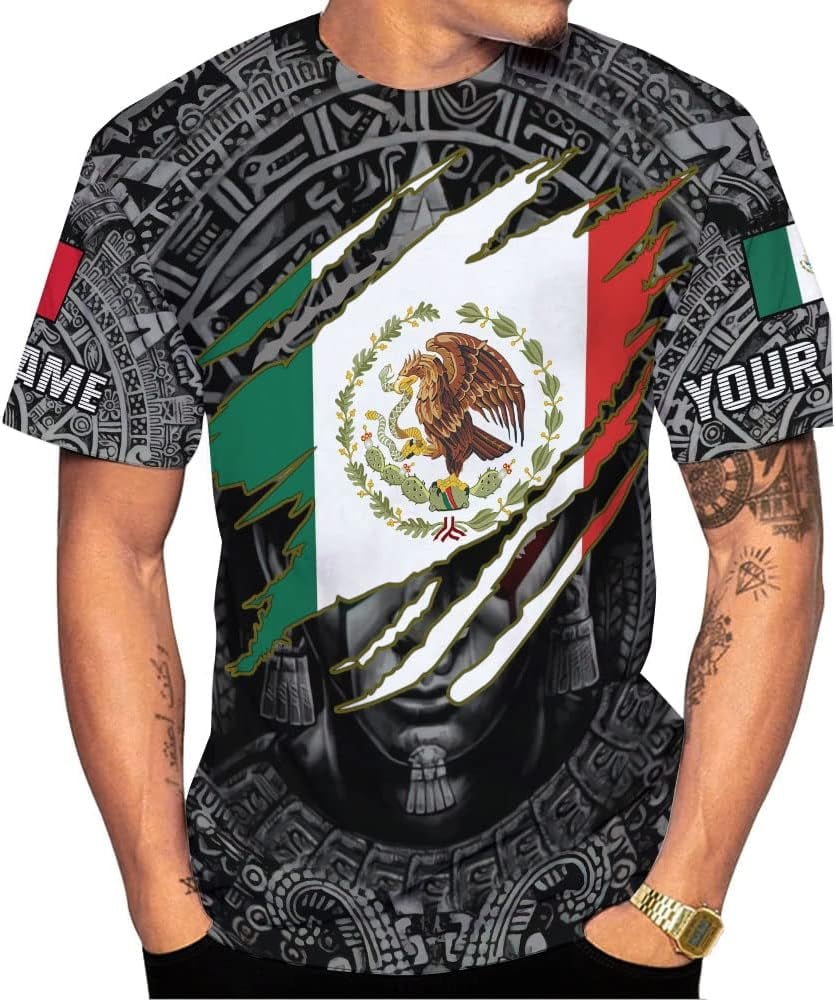 Personalized Name Mexican Shirts for Men, Customized Aztec Warrior ...