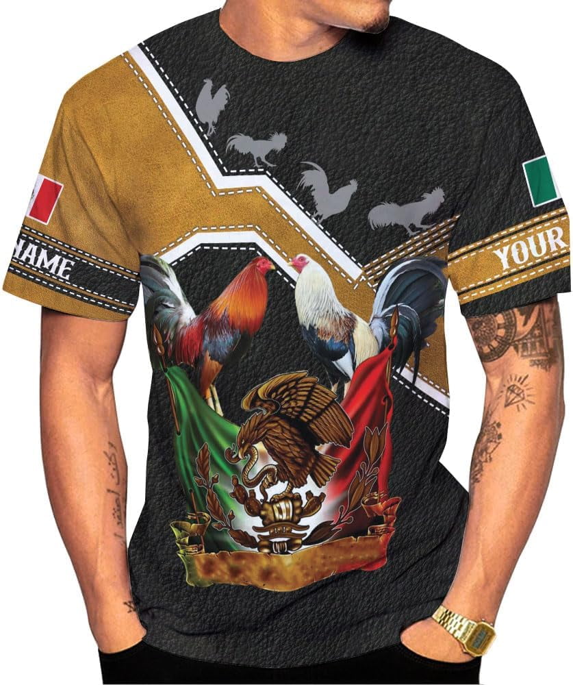 Personalized Name Mexican Shirts for Men, Rooster Mexico Shirts for Men ...