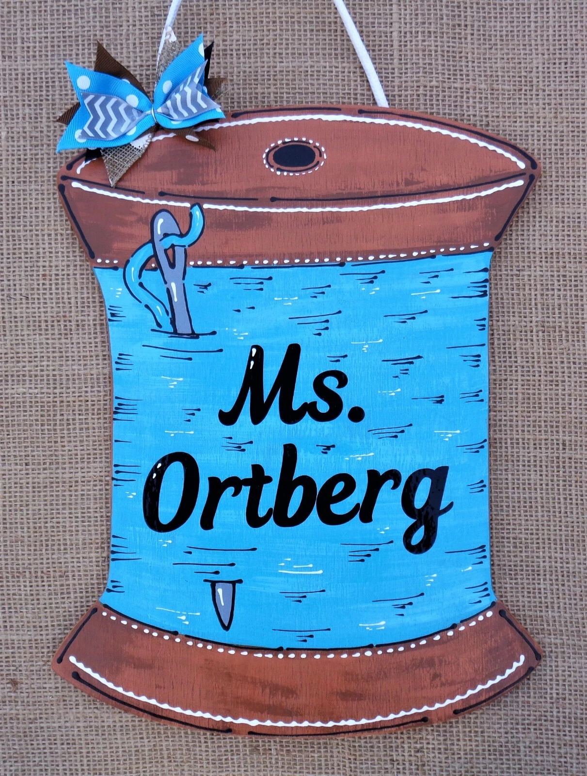Personalized Name Needle & Thread Sign Wood Home Quilting Sewing Hanger ...
