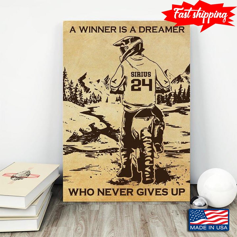 Personalized Name & Number Motocross Racer A Winner Is A Dreamer Who ...