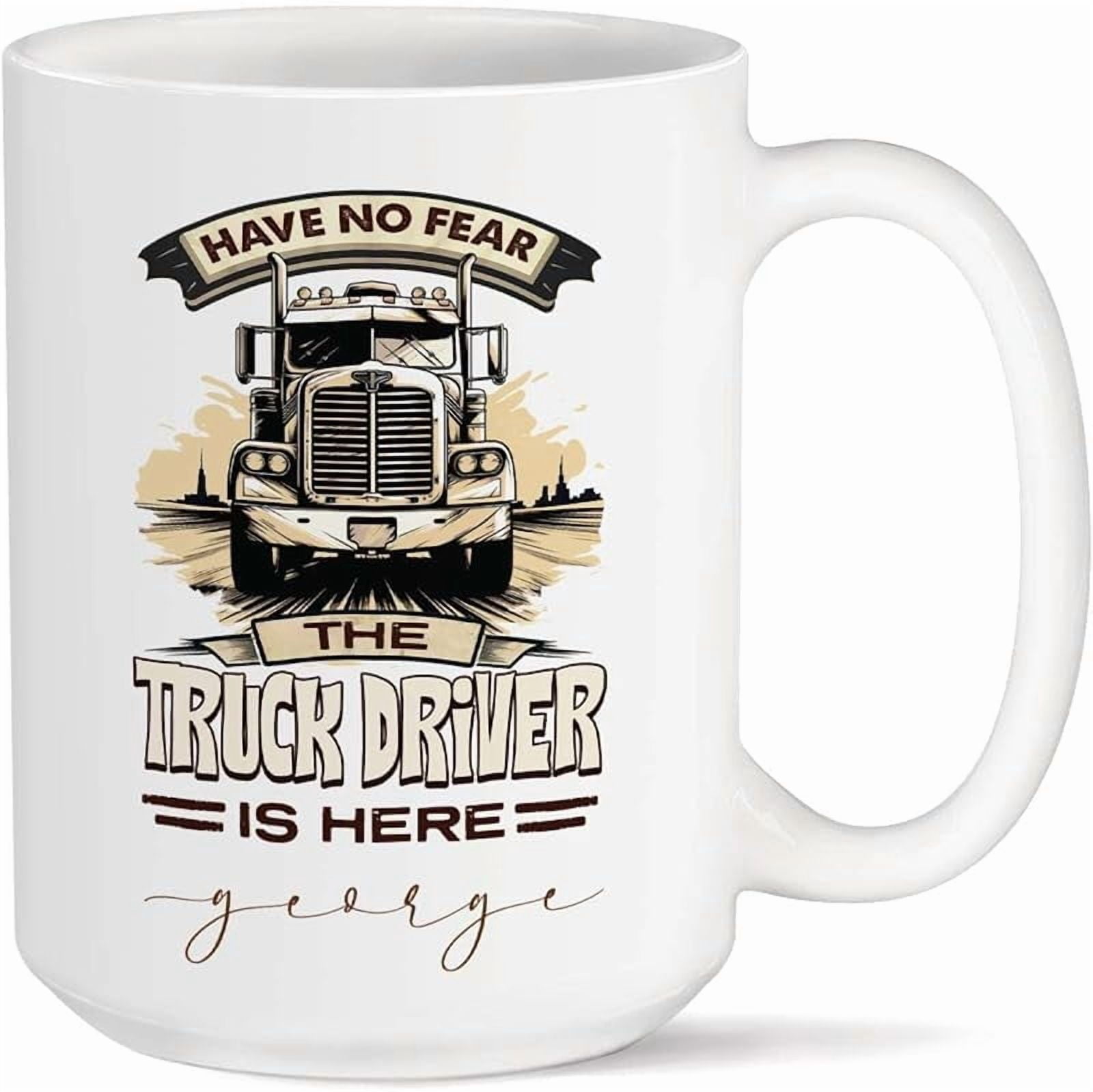 Personalized Name On An Old Man With A Tow Truck Tea Cups, Novelty ...