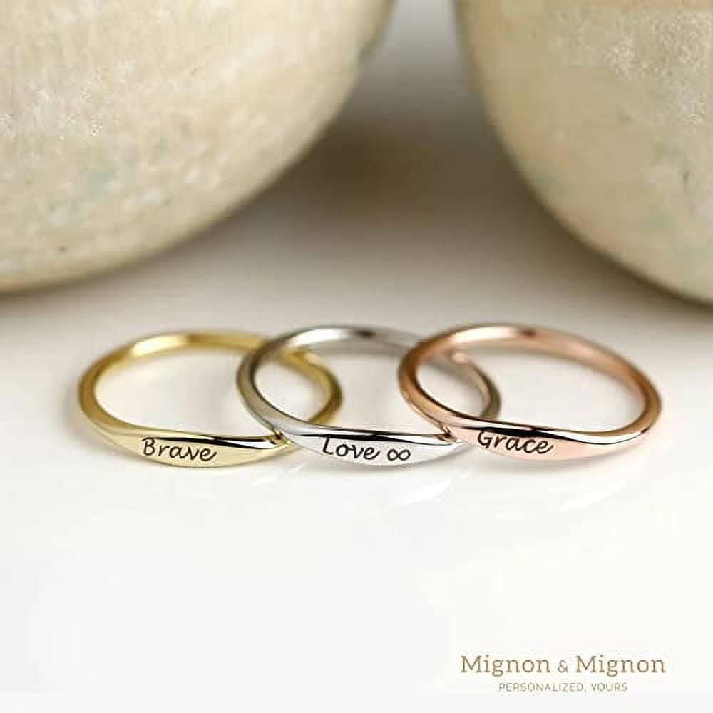 Personalized Name Ring, Custom Engraved Stacking Ring, Dainty Jewelry ...