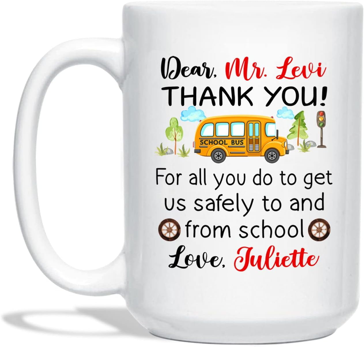 Personalized Name School Bus Driver Appreciation White Coffee Mug Gift ...