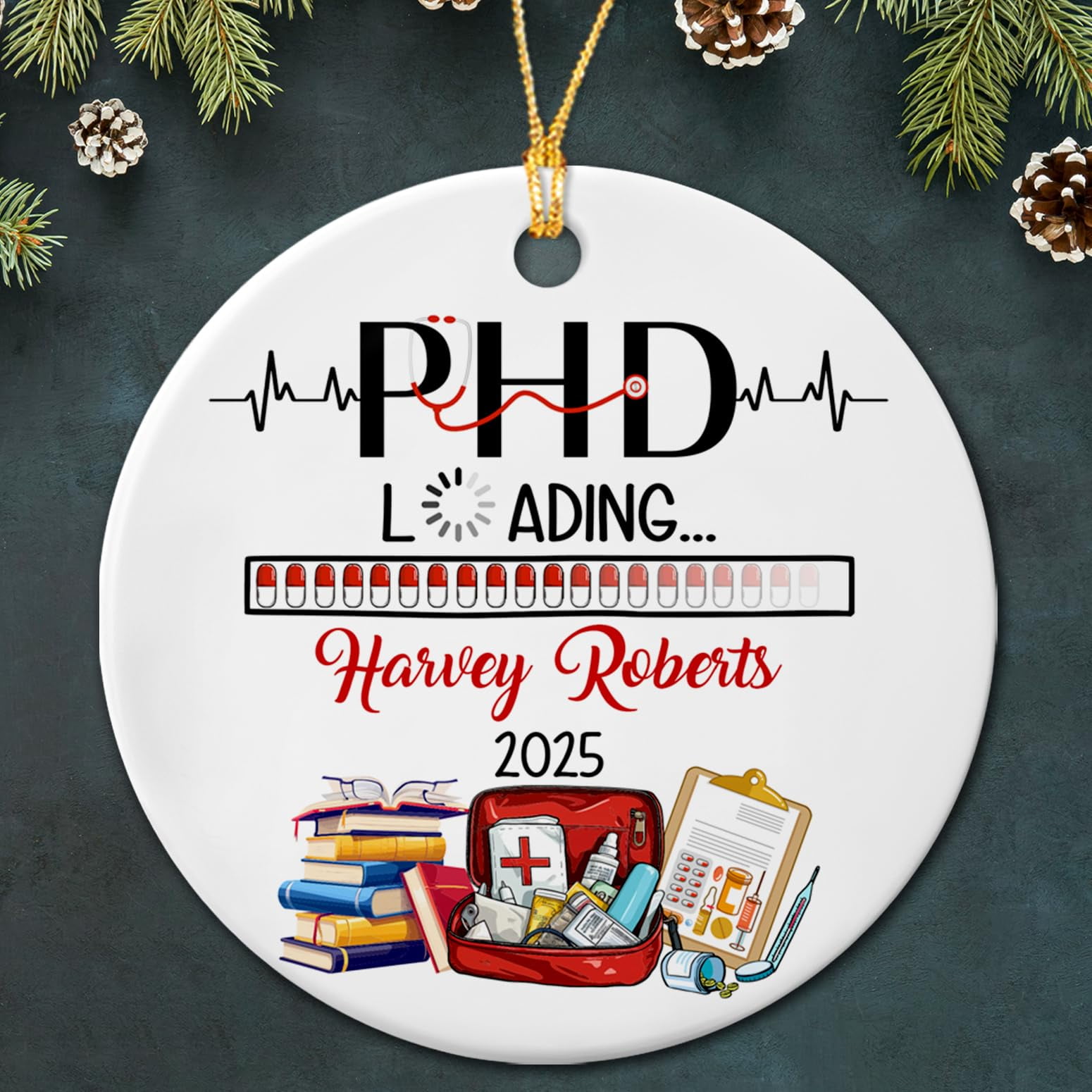 Personalized Name/School/Class PhD Graduation Ceramic Christmas ...