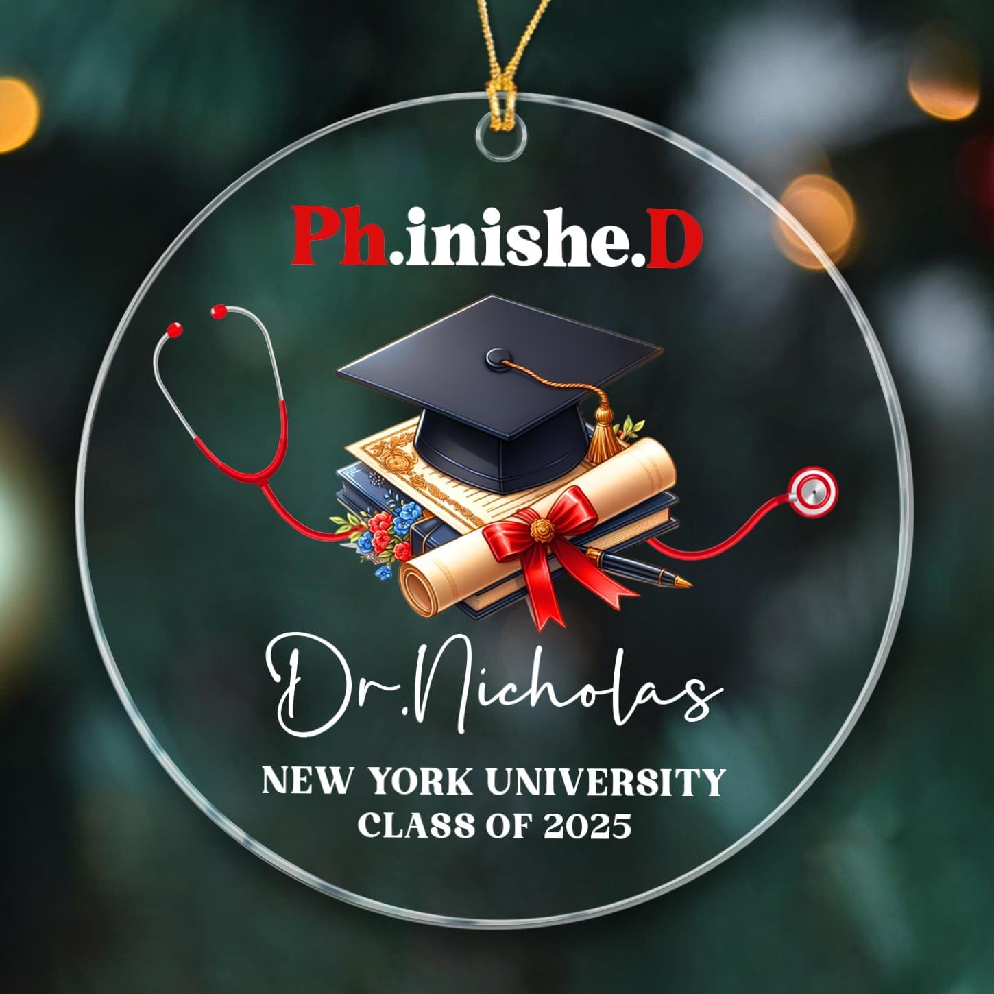 Personalized Name/School/Class PhD Graduation Christmas Ornaments 2025 ...