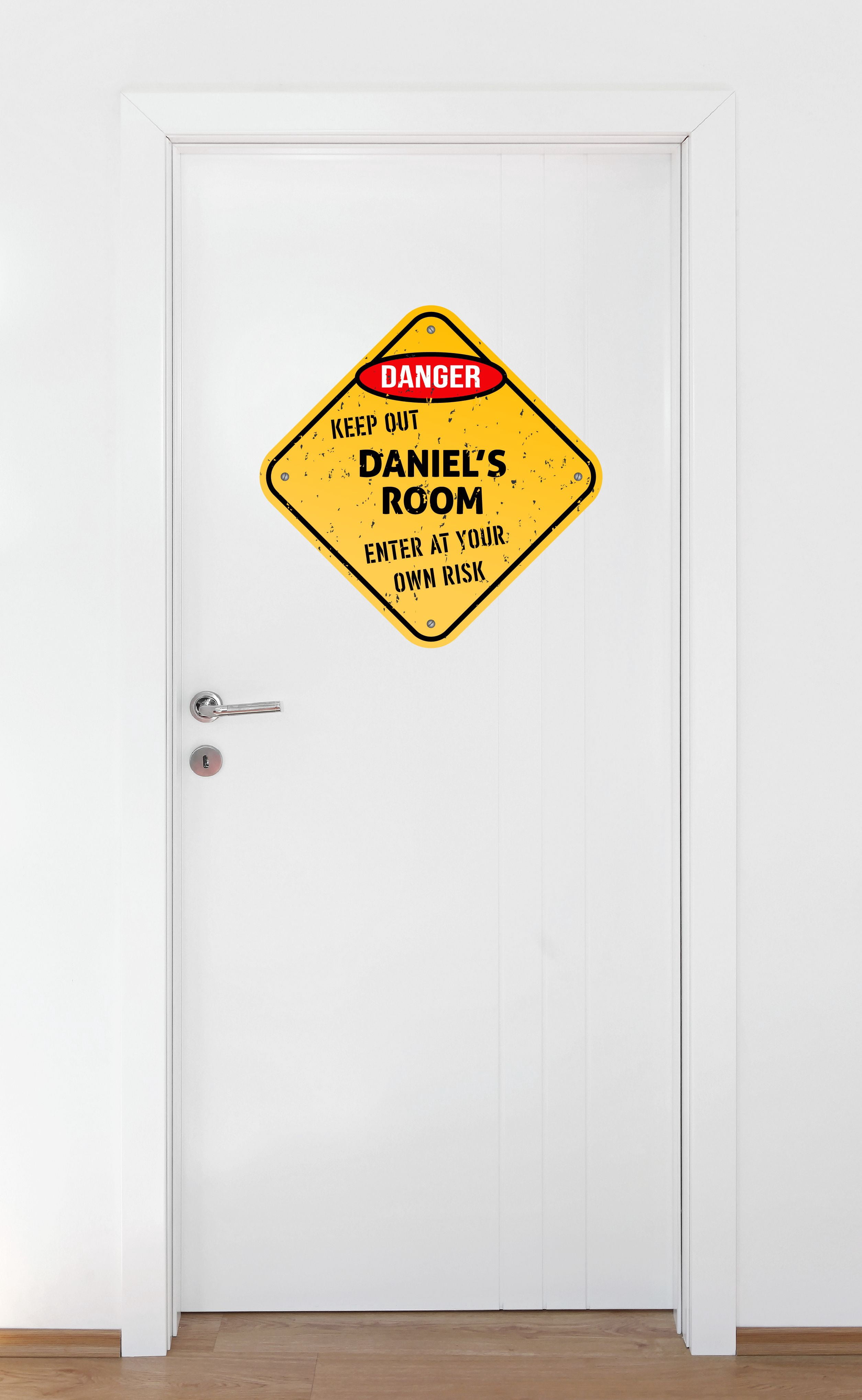 Personalized Name Signs Wall Decal Alarming Danger Entry Signboard ...