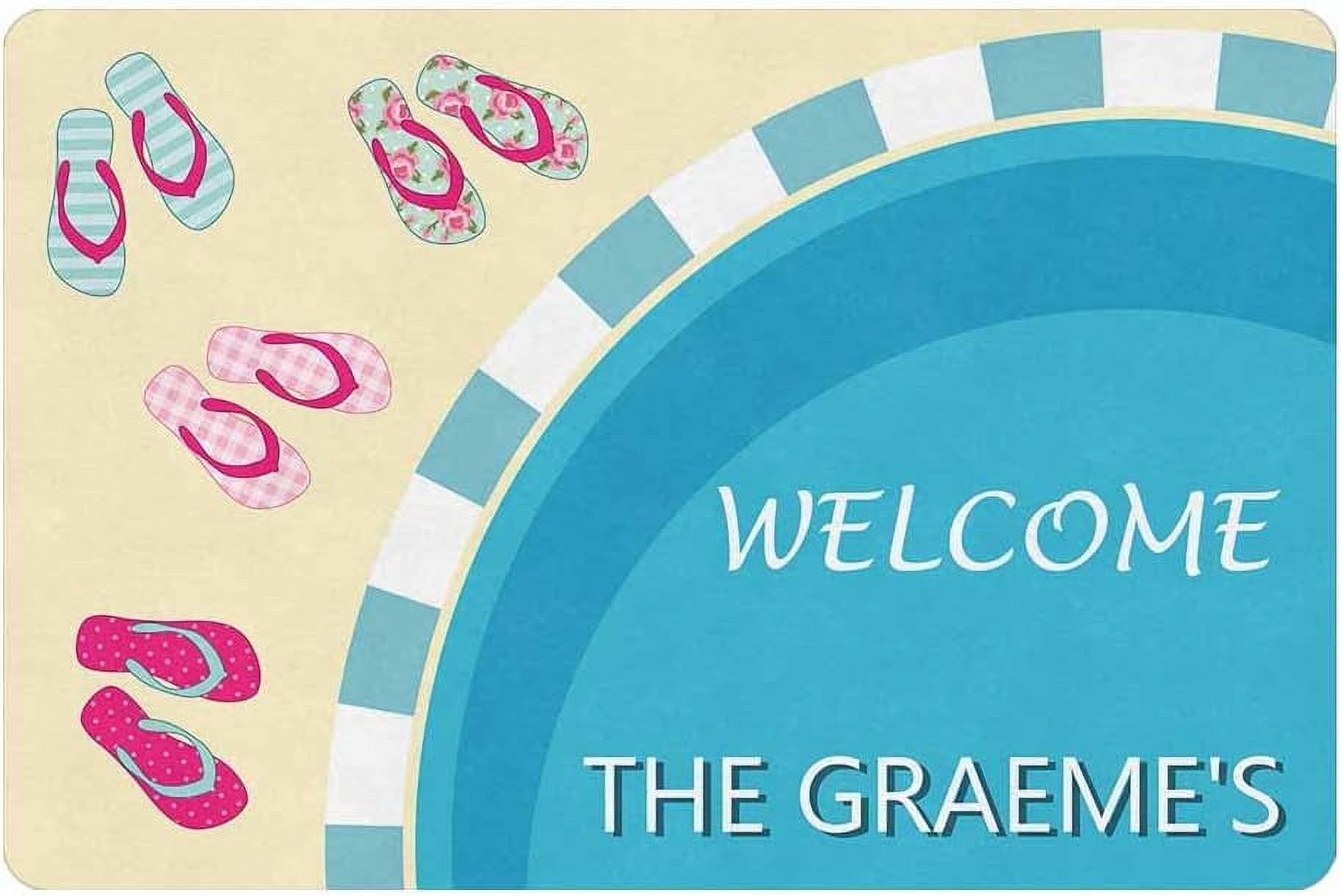 Personalized Name Swimming Pool Door Mat Custom Bath Mat Welcome To Our ...