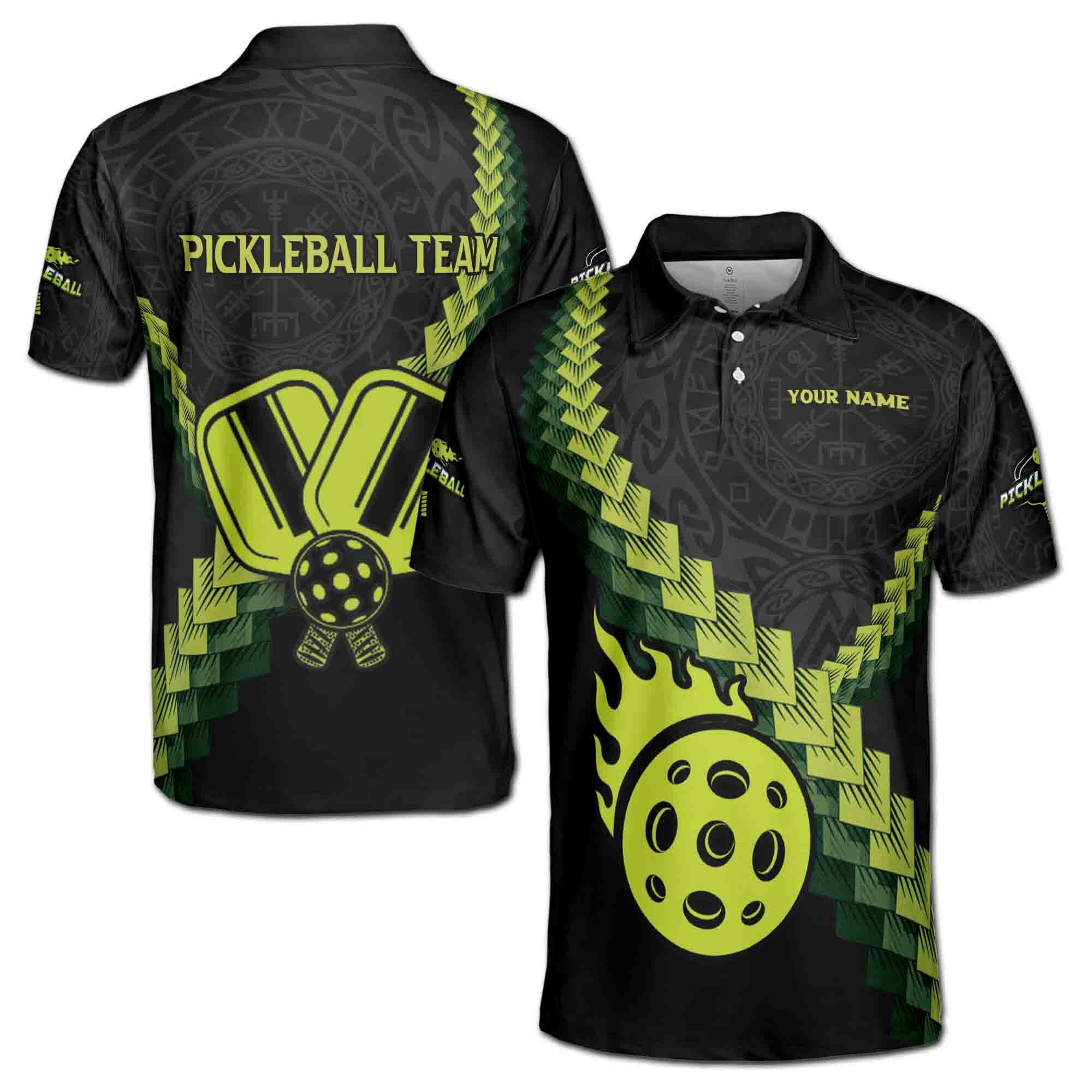 Personalized Name Team Viking Pattern Pickleball Lover Men's Polo Shirt ...