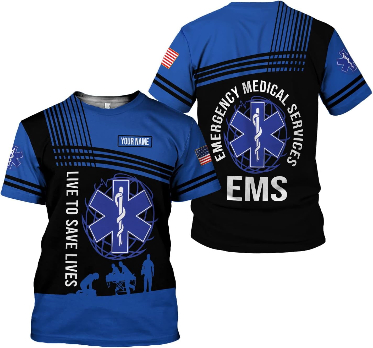 Personalized Name Uniform Emergency Medical Technician T-Shirt ...