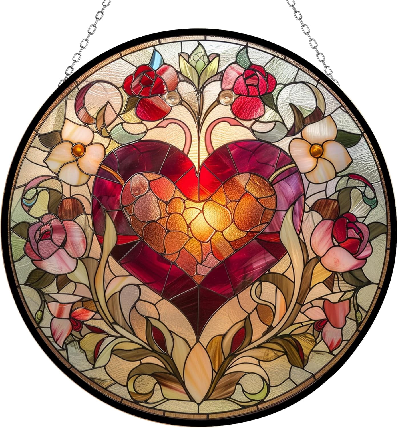 Personalized Name Valentine Heart Stained Glass Window Hanging by Clare ...