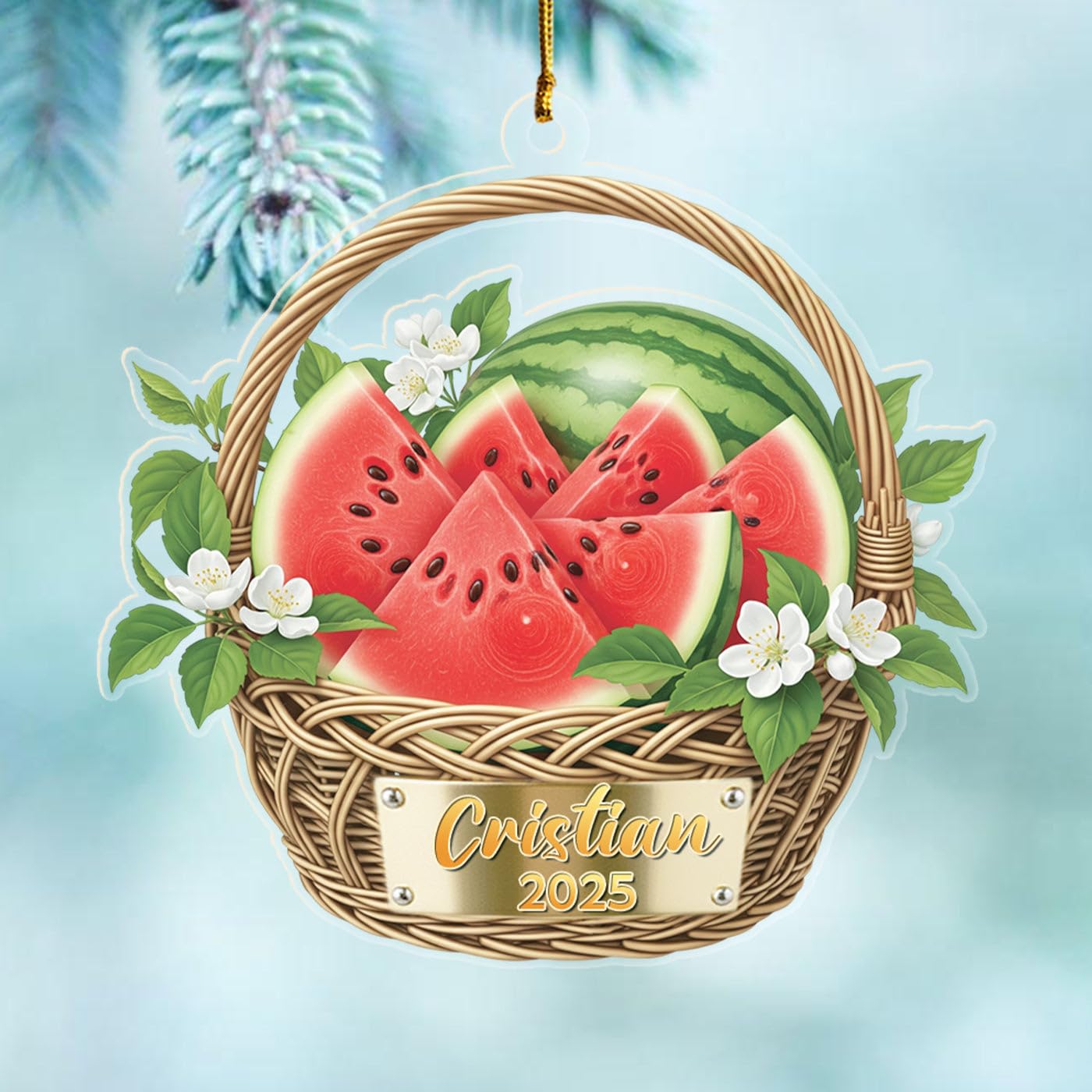 Personalized Name Watermelon Shaped Ornament, Customized Watermelon ...