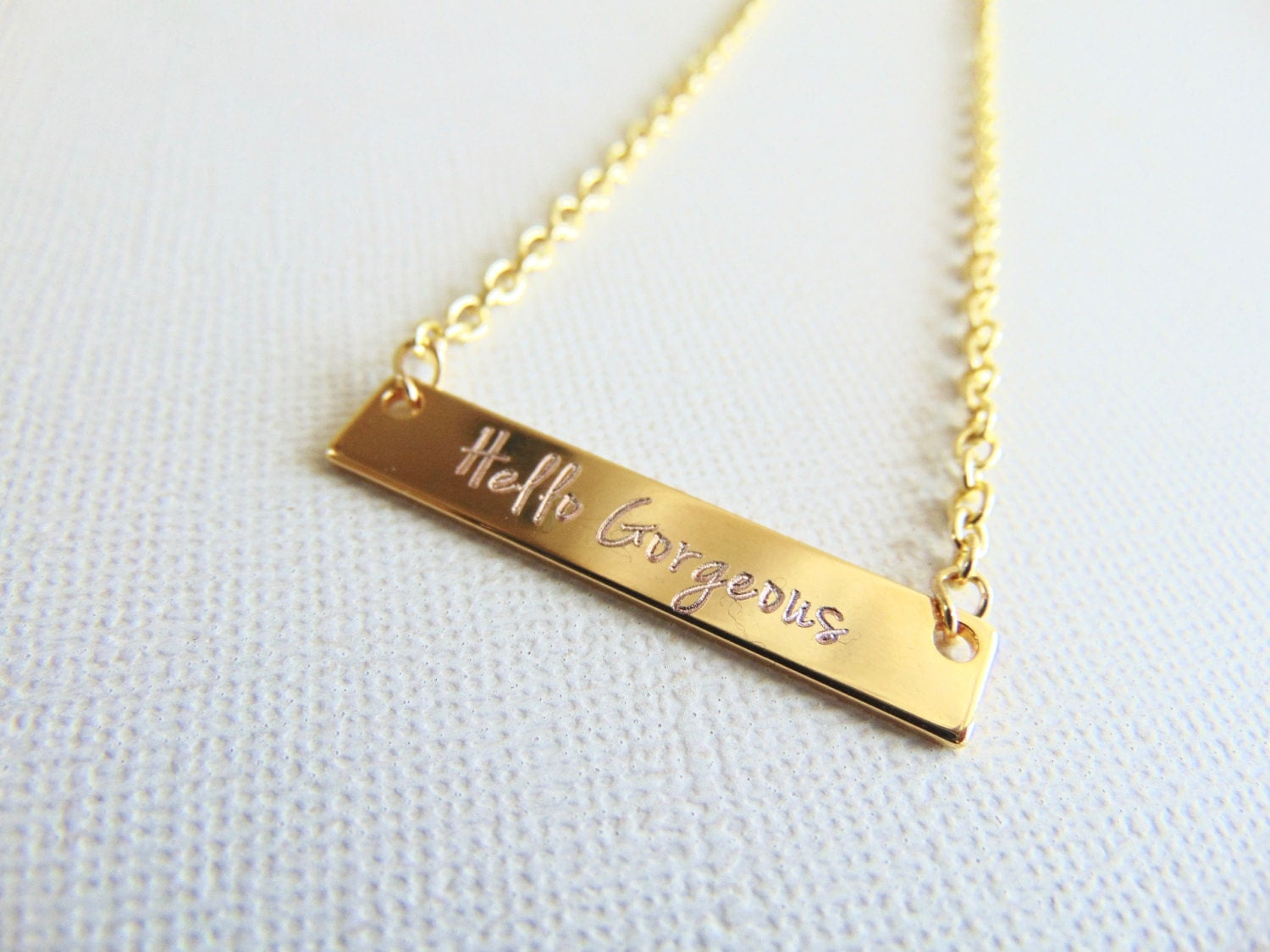 Personalized Nameplate Necklace, custom engraved name Bar necklace ...