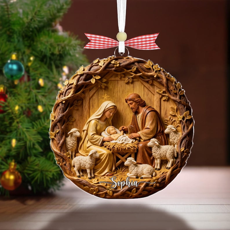 Personalized Nativity Jesus Ornament – Nativity Scene Christmas Decor ...