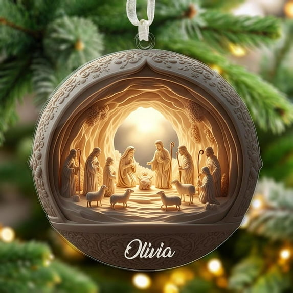 Personalized Nativity Scene Ornament 2025, Holy Family Christmas Keepsake, Custom Name Christian ...