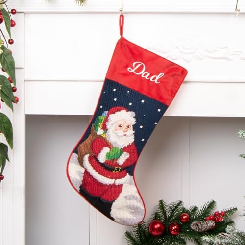 Personalized Needlepoint Christmas Stockings Embroidered Velvet ...