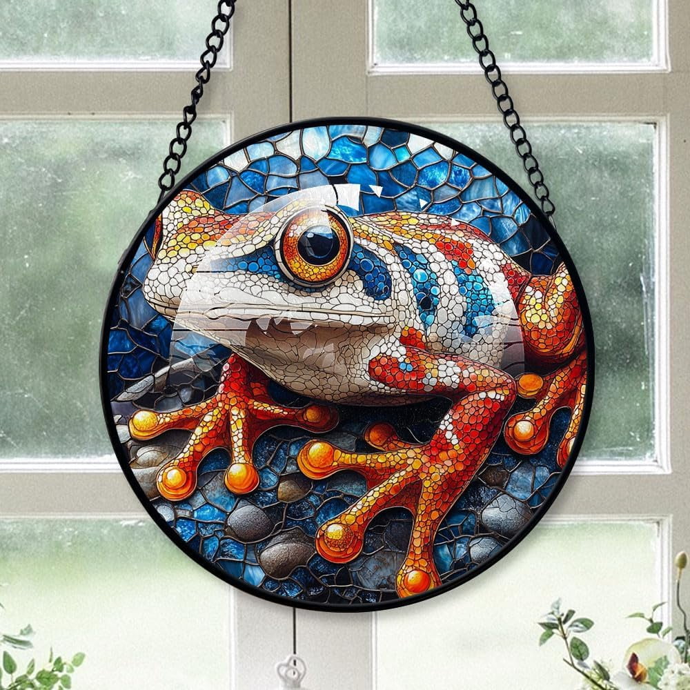 Personalized Neon Frog Suncatcher Stained Glass, Neon Frog Originally ...