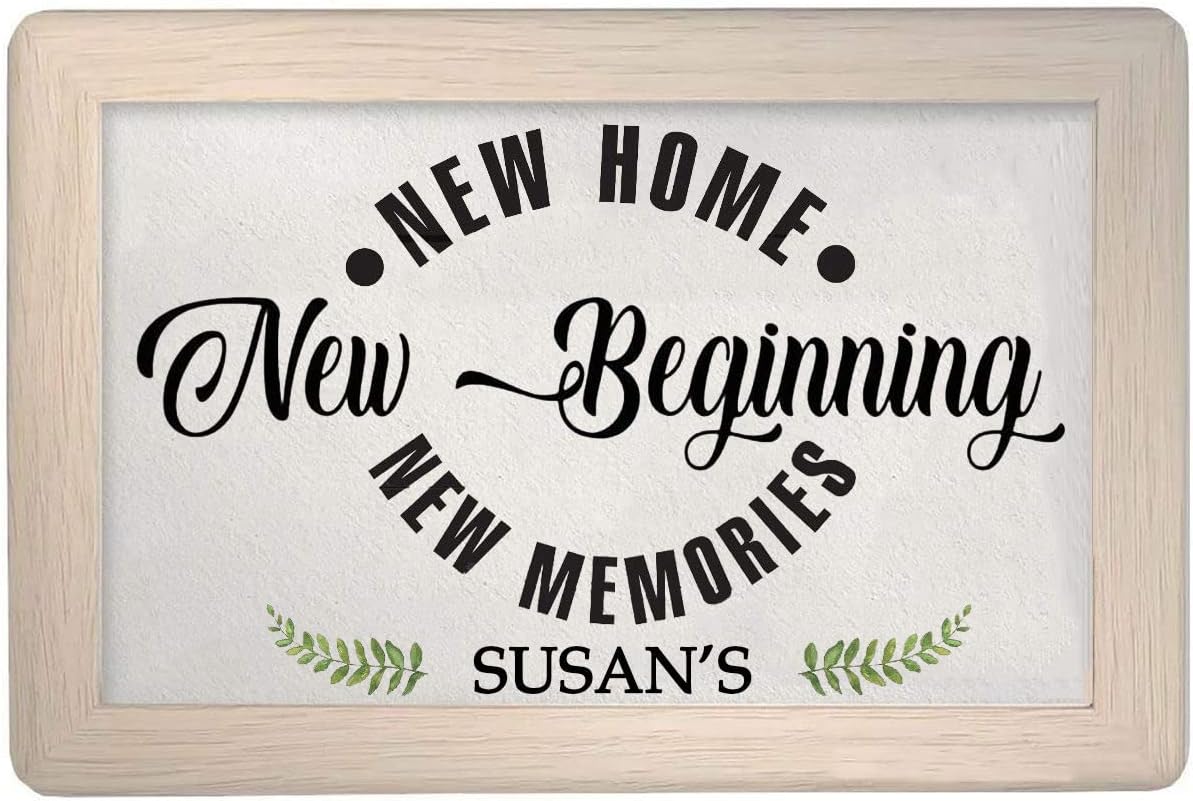 Personalized New Home New Beginnings New Memories Home Sign, Green Leaf New Home Decor Metal ...