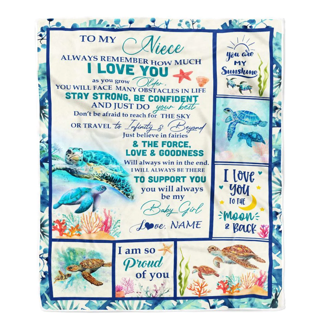 Personalized To My Niece Blanket From Aunt Auntie Uncle Turtle Always ...