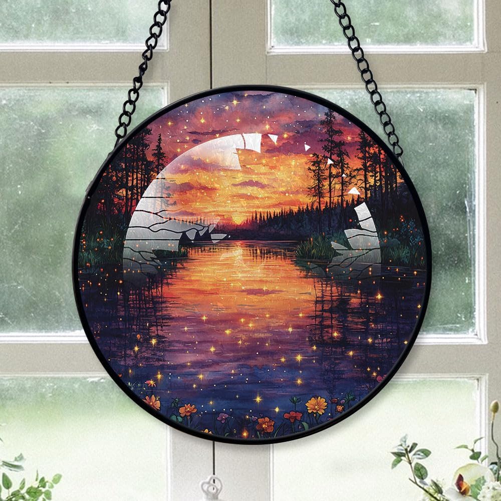 Personalized Night Scene Stained Glass Suncatcher Artistic Window ...