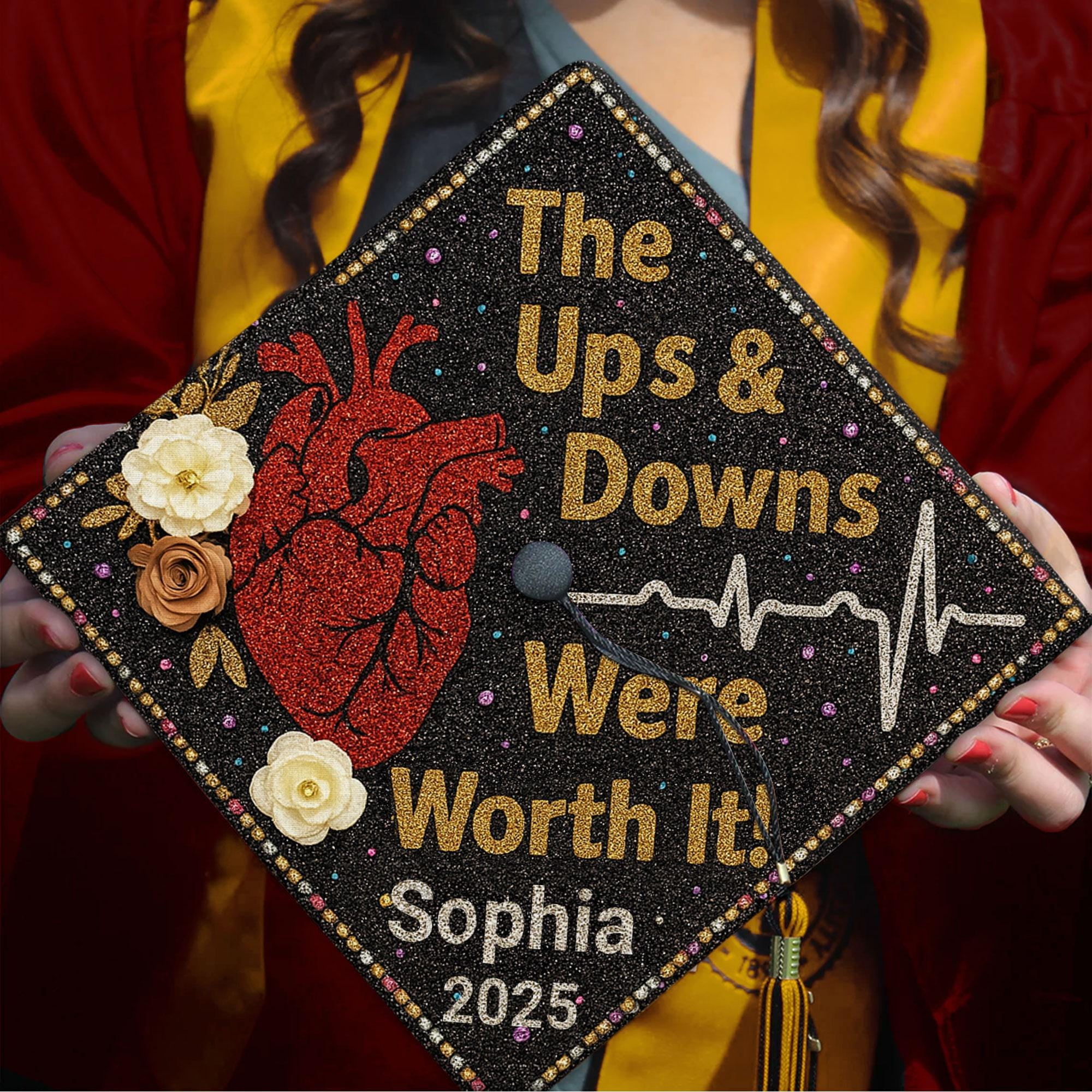 Personalized Nursing Graduation Cap Topper, The Ups & Downs Were Worth ...