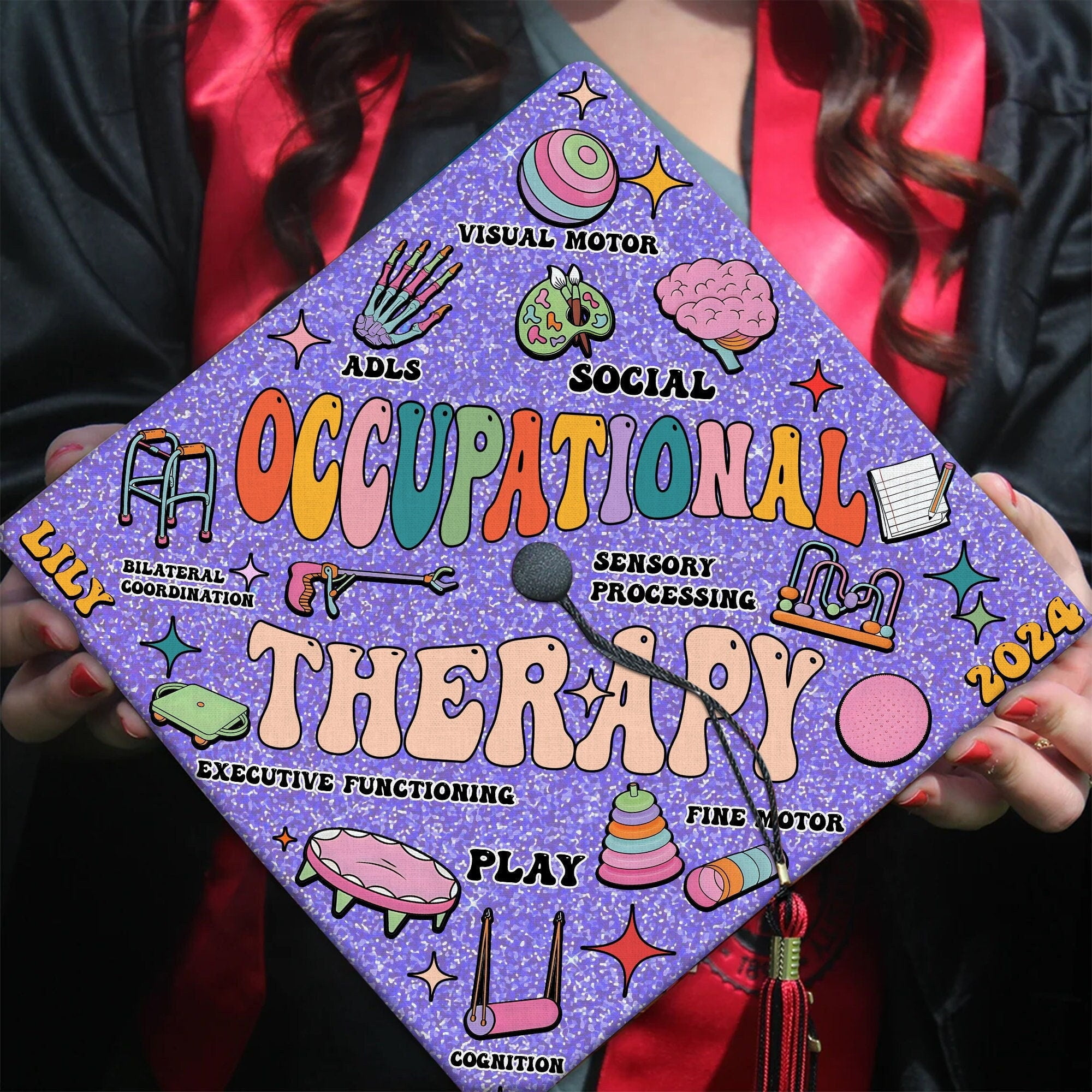 Personalized Occupational Therapy Cap Topper, Therapy Student Cap ...