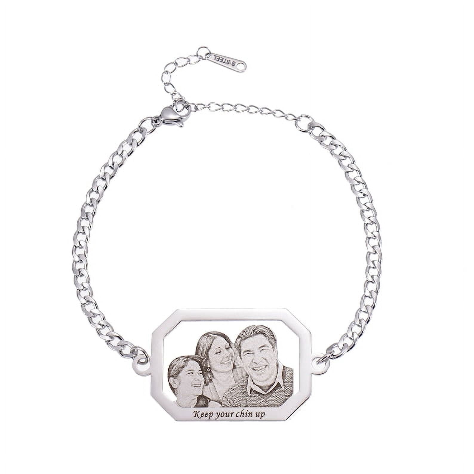 Personalized Octagon Photo Bracelet Chain Link | Custom Picture ...