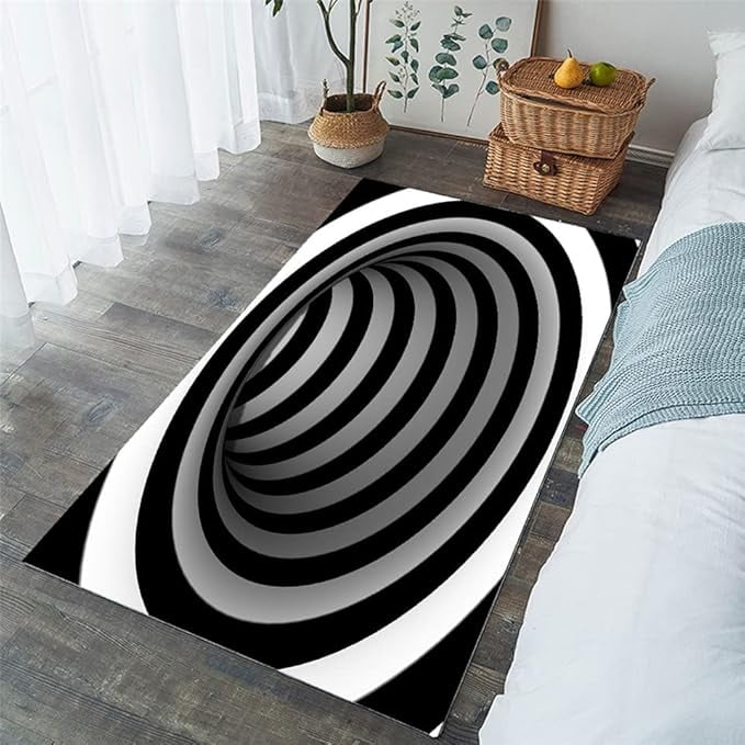 Personalized Optical Illusion Rug - Black And White Hole Area Rug ...