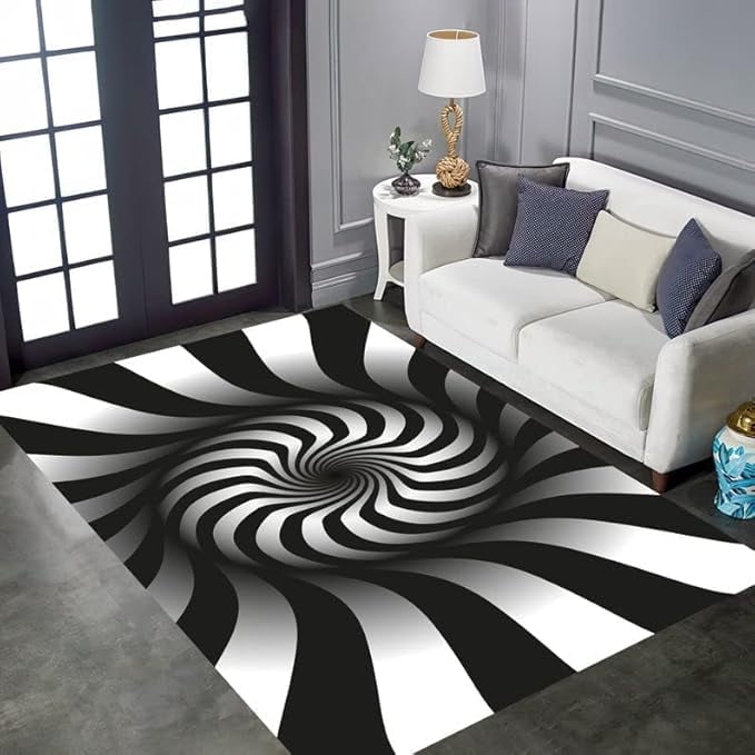 Personalized Optical Illusion Rug - Black And White Optical Illusion ...