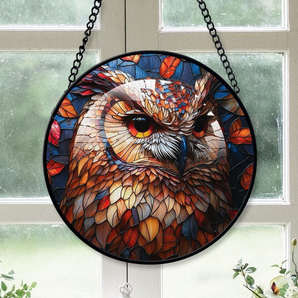 Personalized Owl Mandala Art Stained Glass Suncatcher Artistic Window ...