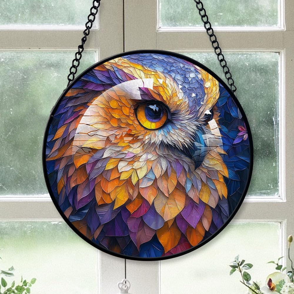Personalized Owl Mandala Art Suncatcher Stained Glass, Owl Mandala Art ...