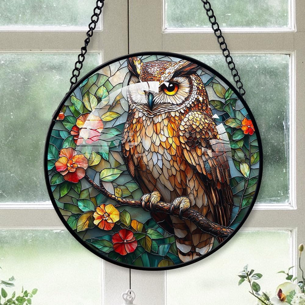 Personalized Owl Mandala Stained Glass Suncatcher Artistic Window ...
