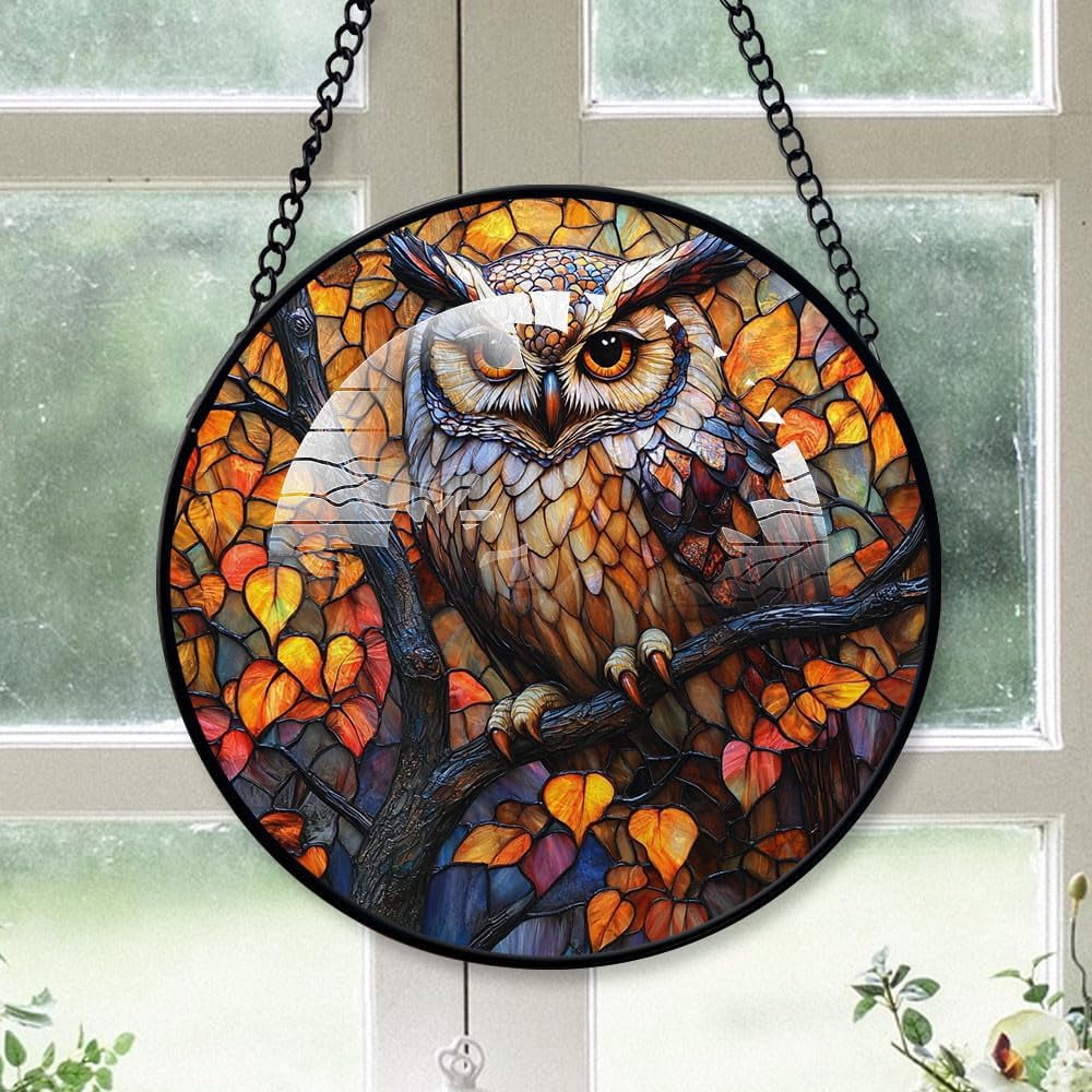 Personalized Owl Suncatcher Stained Glass Suncatchers, Owl Ornament for ...