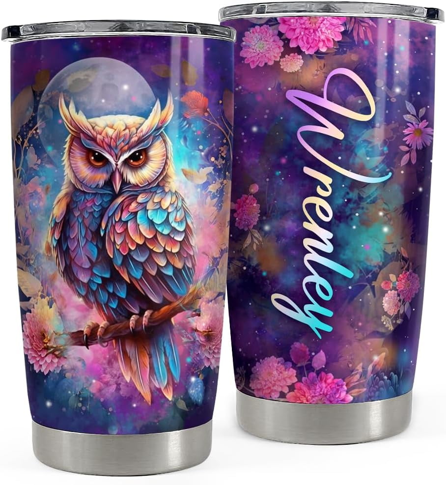 Personalized Owl Tumbler 20oz 30oz Insulated Tumblers with Lid Coffee ...