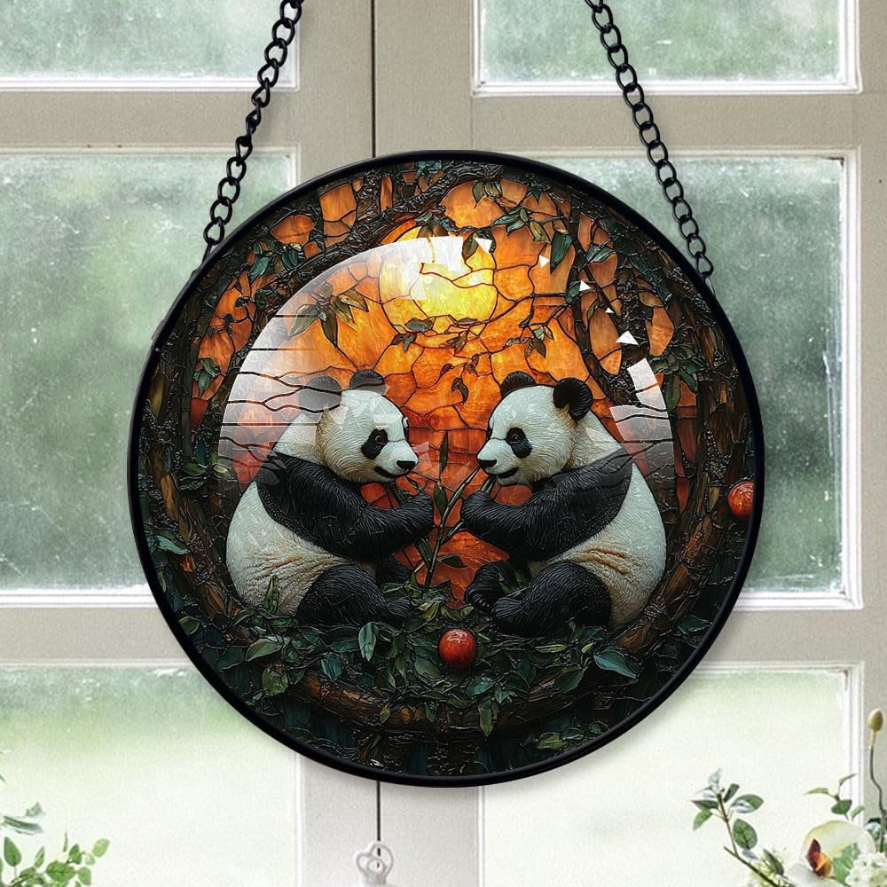 Personalized Panda Suncatcher Stained Glass, Panda Gifts for Women ...