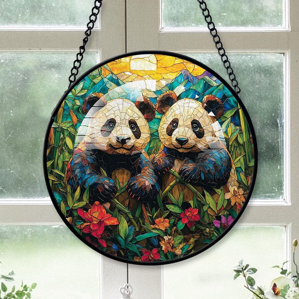 Personalized Panda Suncatcher Stained Glass, Panda Gifts for Women ...