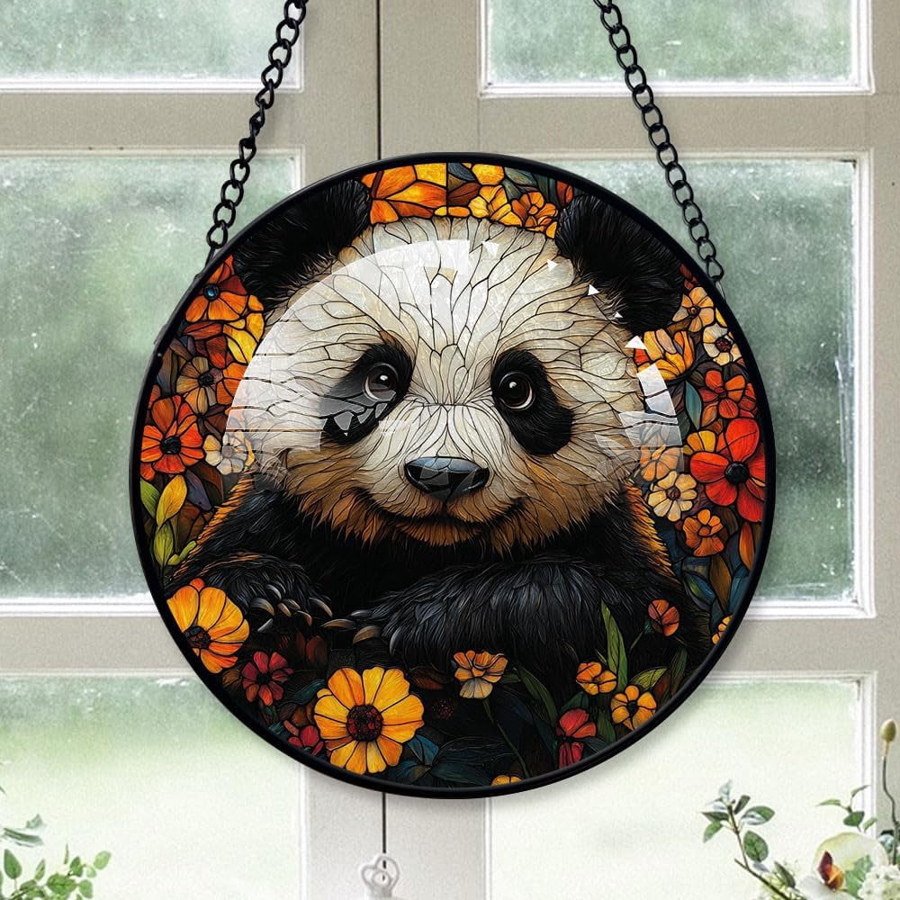 Personalized Panda Suncatcher Stained Glass Suncatchers, Panda Ornament ...