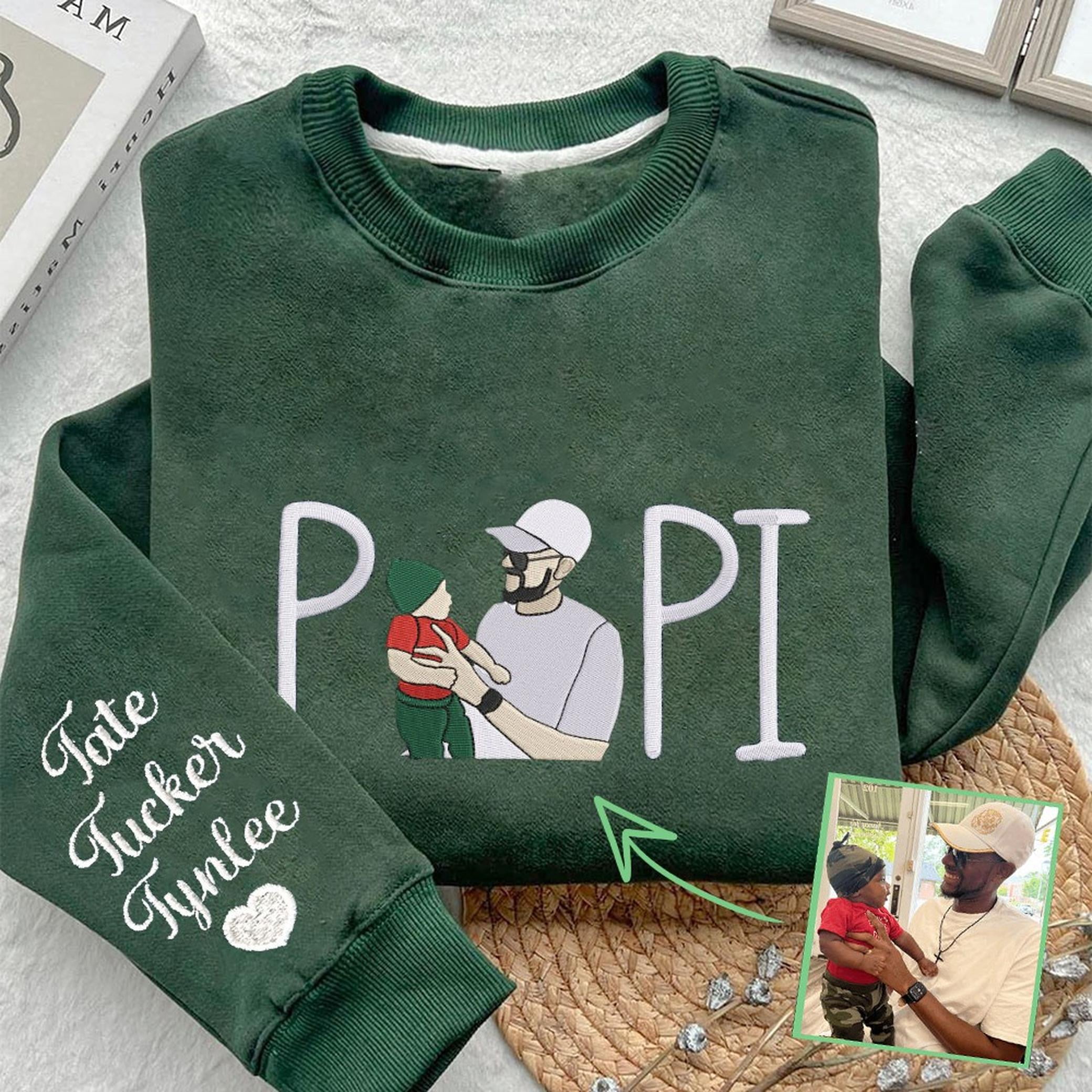 Personalized Papi Embroidered Sweatshirt With Family Photo Unique Gift ...