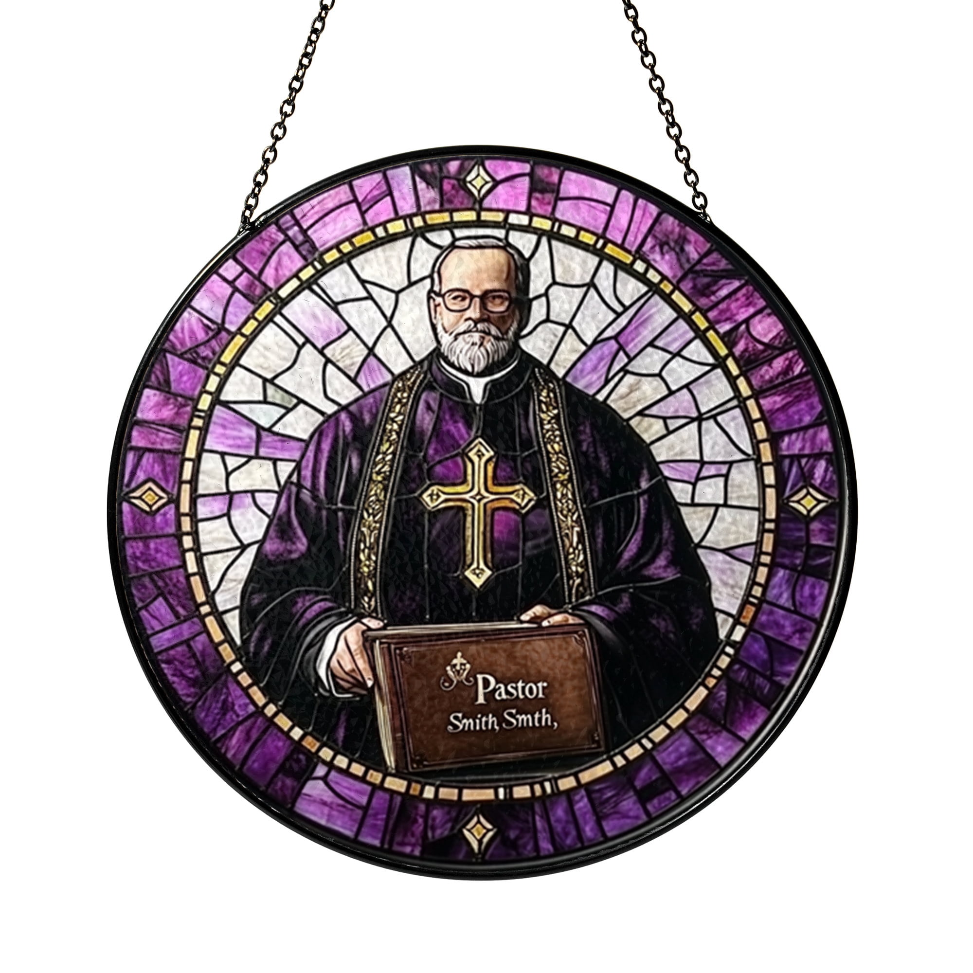 Personalized Pastor Stained Glass Suncatcher – Custom Name Clergy ...