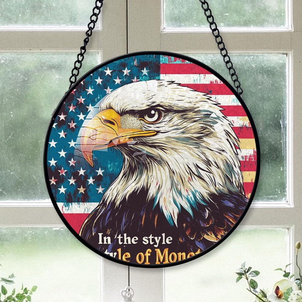 Personalized Patriotic Eagle Stained Glass Suncatcher Artistic Window ...