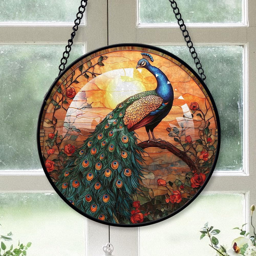 Personalized Peacock Suncatcher Stained Glass Suncatchers, Peacock ...