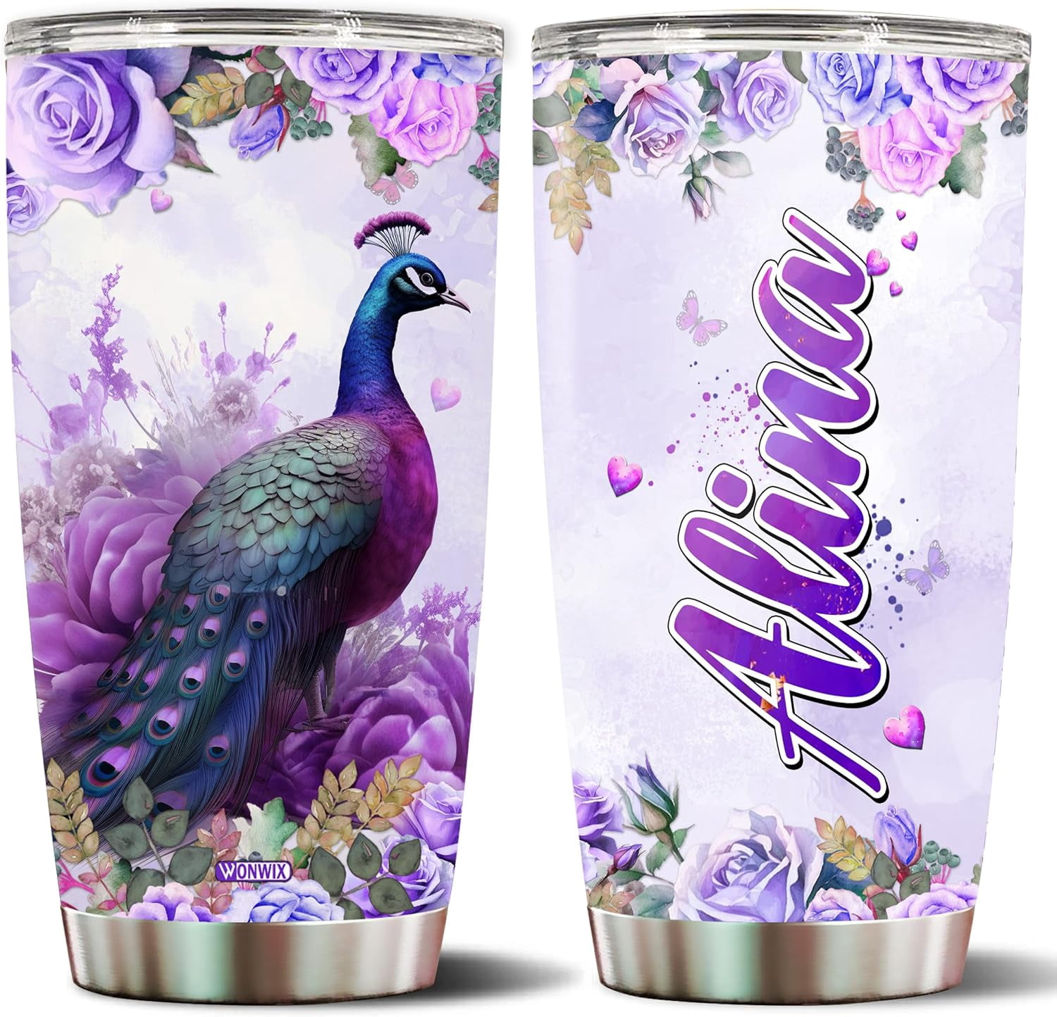 Personalized Peacock Tumbler Customized Name Peafowls Water Bottle Mugs ...