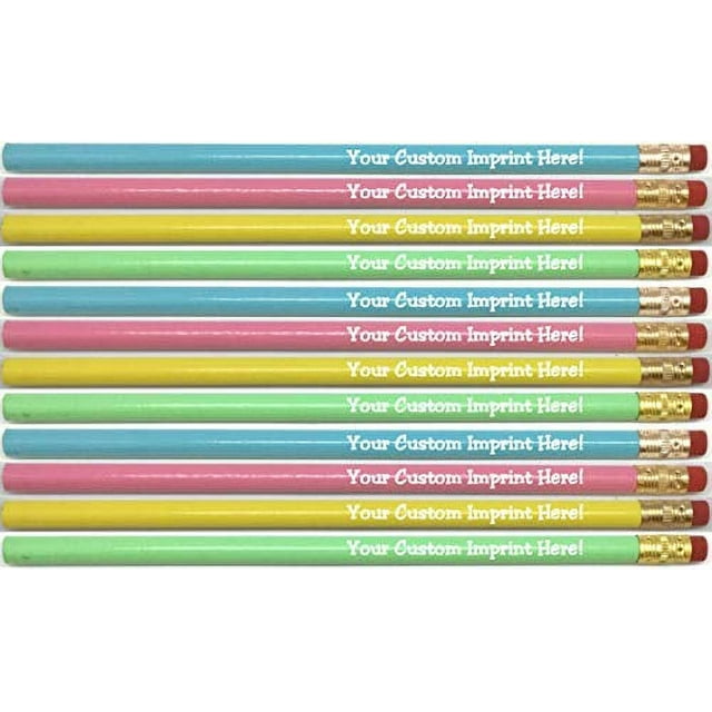 Personalized Pencils - Round - Pastel Colors- Custom Printed with your ...