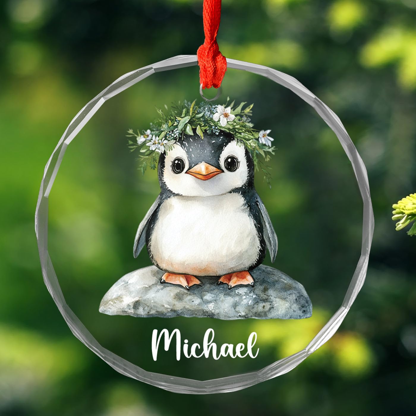 Personalized Penguin Glass Ornaments, Penguin Christmas Ornament Gift ...