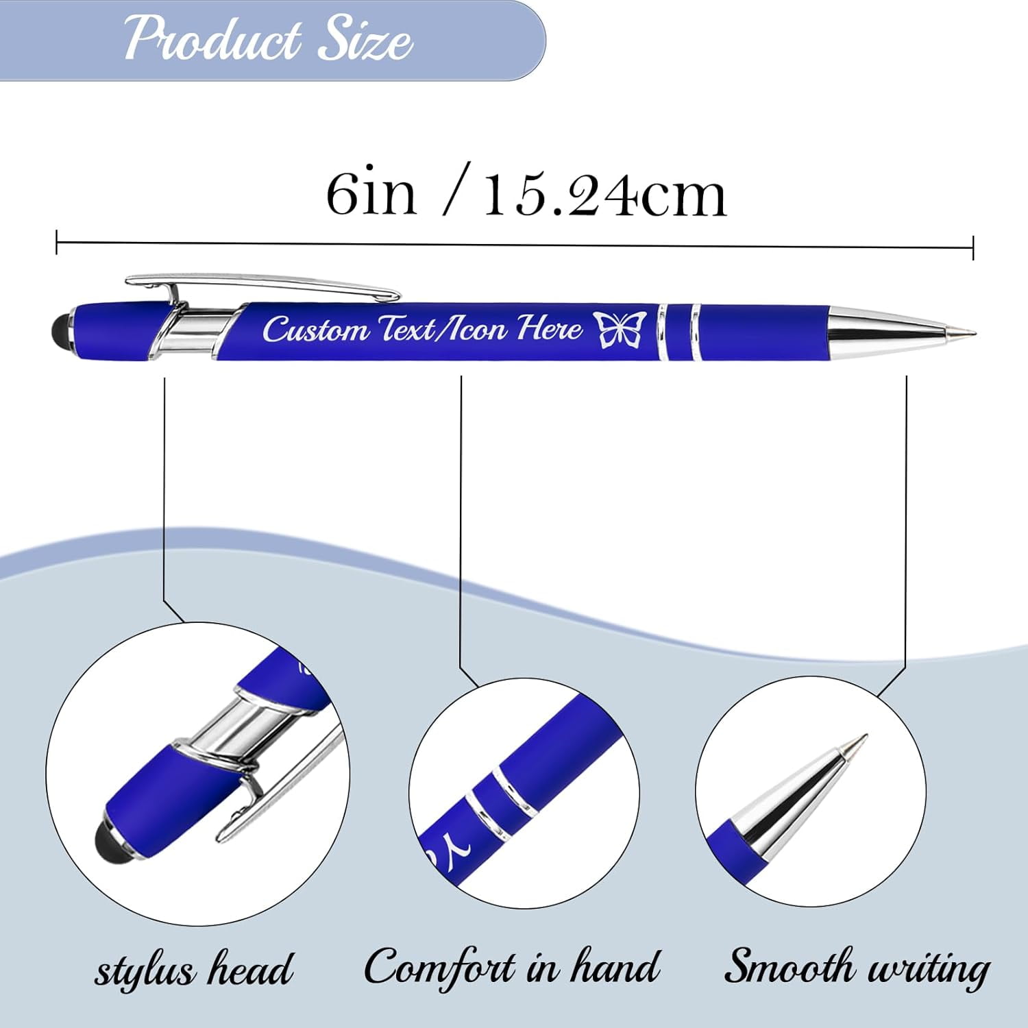 Personalized Pens With Name Bulk Custom Black Ink Pens With Stylus ...