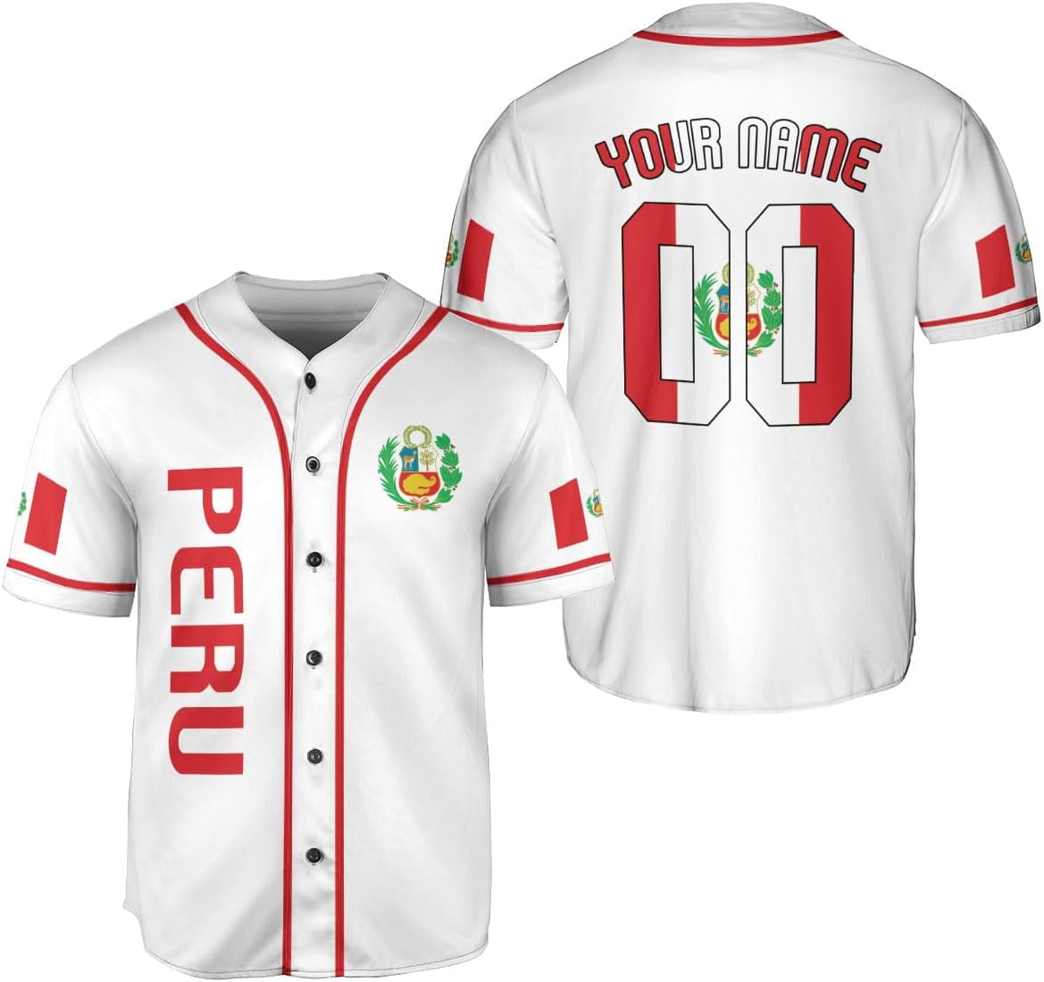 Personalized Peru Baseball Jersey, Peruvian Proud Flag Jersey Shirt ...