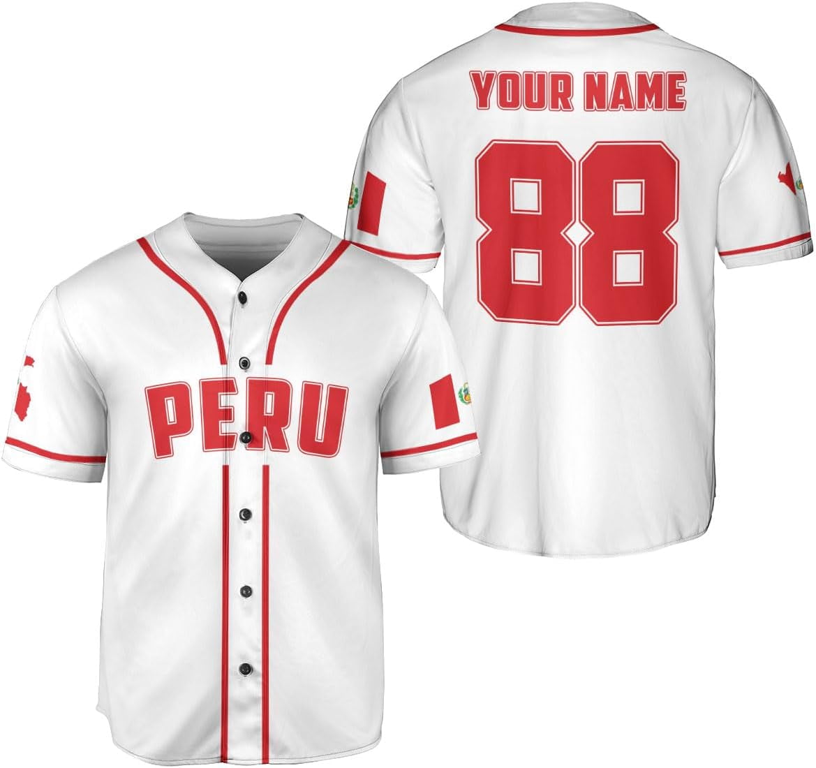Personalized Peru Baseball Jersey, Peruvian Proud Flag Jersey Shirt ...