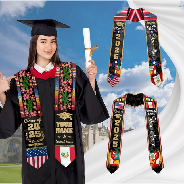 Personalized Peruvians Graduation Sash 2025, Peru American Flag ...