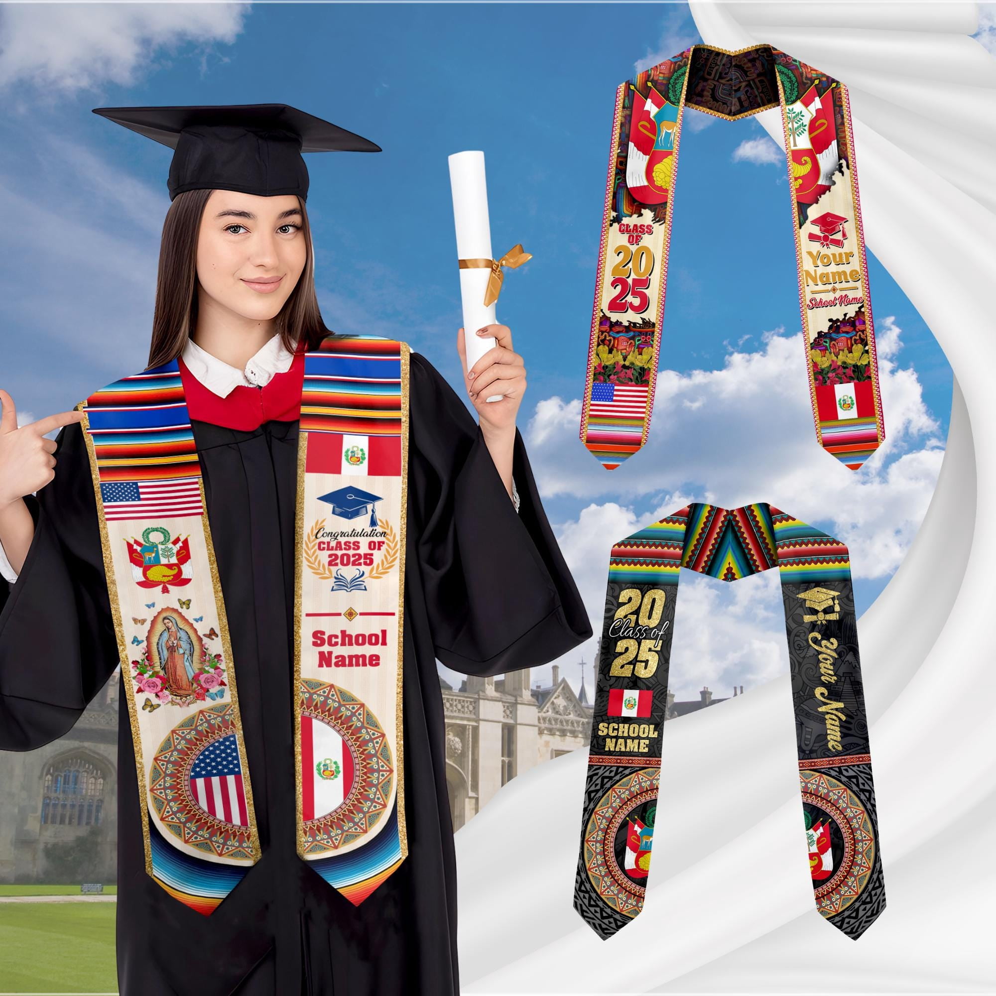 Personalized Peruvians Graduation Sash 2025, Peru American Flag ...